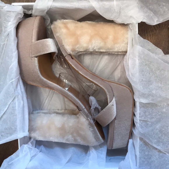 Tiara | Shoes | Nwt Tiara Alison Faux Fur Block Heels | Poshmark
